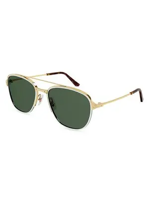 Cartier Santos De 57mm Navigator Sunglasses - Gold