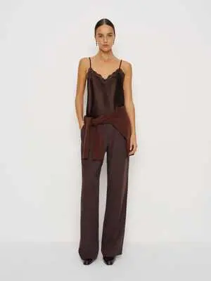REFORMATION Reformation Teddy Silk Top Brown