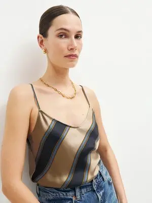 REFORMATION Reformation Teddy Silk Top Cello Stripe