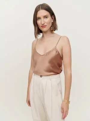 REFORMATION Reformation Teddy Silk Top Croissant