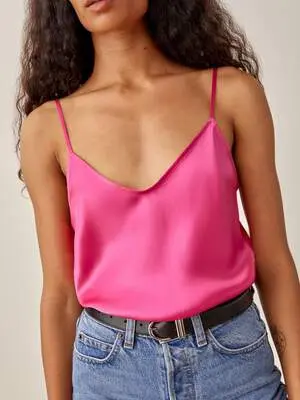 REFORMATION Reformation Teddy Silk Top Flambe
