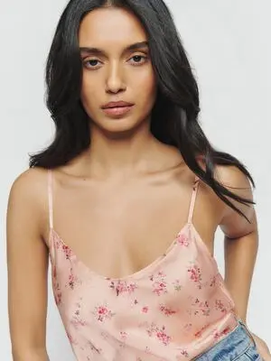 REFORMATION Reformation Teddy Silk Top Myrna