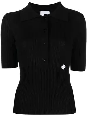 PATOU Ribbed Short-sleeve Polo Top