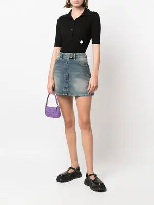 PATOU Ribbed Short-sleeve Polo Top