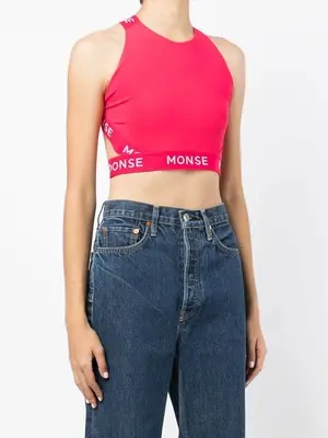 Monse Logo-print Halterneck Sports Top - Pink