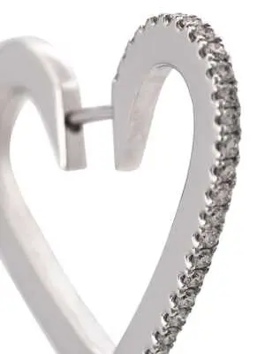 CADAR 18kt White Gold Diamond Heart Hoop Earrings - Silver