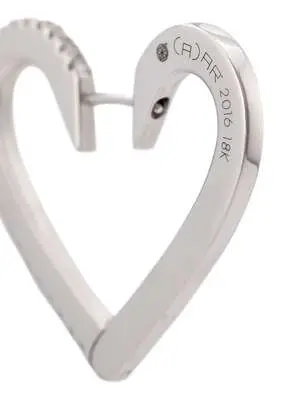 CADAR 18kt White Gold Diamond Heart Hoop Earrings - Silver
