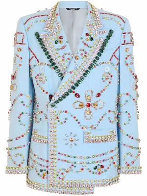 Dolce & Gabbana Embellished Double-breasted Blazer - Blue