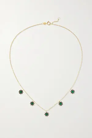 L’ATELIER NAWBAR Cosmic Ibiza Mini 18-karat Malachite And Diamond Choker - Gold