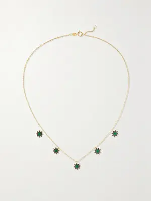 L’ATELIER NAWBAR Cosmic Ibiza Mini 18-karat Malachite And Diamond Choker - Gold