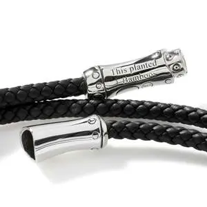 John Hardy Sterling Silver And Braided Leather Triple Wrap Bracelet