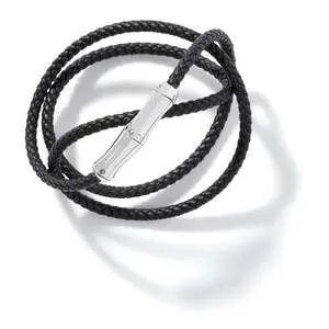 John Hardy Sterling Silver And Braided Leather Triple Wrap Bracelet