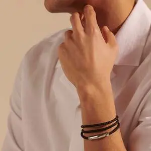 John Hardy Sterling Silver And Braided Leather Triple Wrap Bracelet