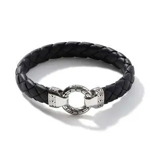 John Hardy Sterling Braided Leather Bracelet