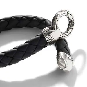 John Hardy Sterling Braided Leather Bracelet