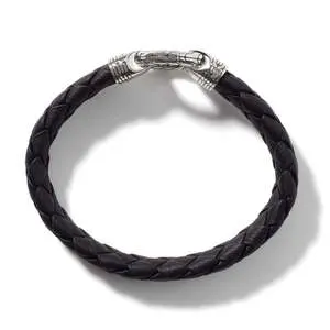 John Hardy Sterling Braided Leather Bracelet