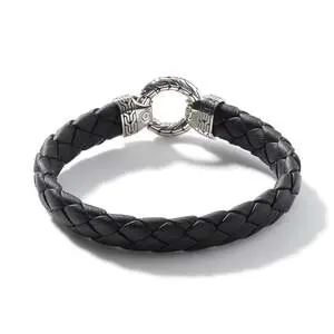 John Hardy Sterling Braided Leather Bracelet