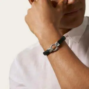 John Hardy Sterling Braided Leather Bracelet