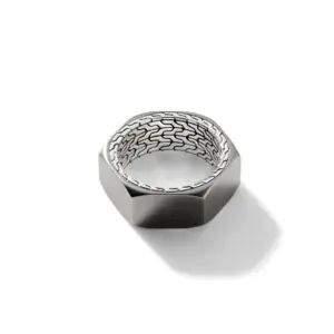 John Hardy Carved Chain Band Ring - Silver