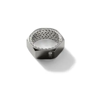 John Hardy Carved Chain Band Ring
