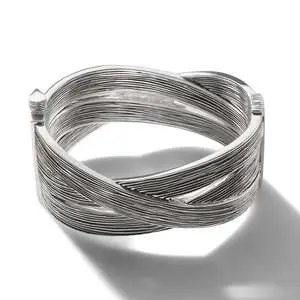 John Hardy Bamboo Hinged Bangle Wide - Sterling Silver