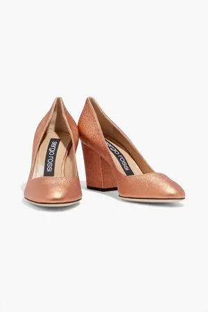 SERGIO ROSSI Metallic Textured-leather Pumps