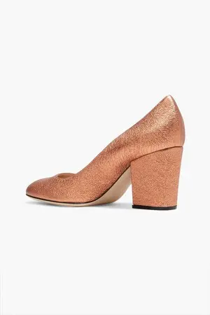 SERGIO ROSSI Metallic Textured-leather Pumps