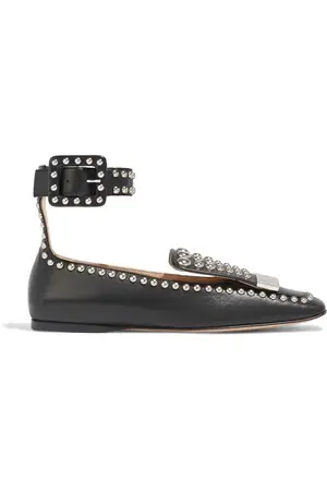 SERGIO ROSSI Sergio Rossi Studded Leather Loafers With Buckle Ankle Strap - Black