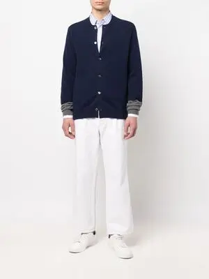 Comme Des Garçons Color-blocked Wool Cardigan