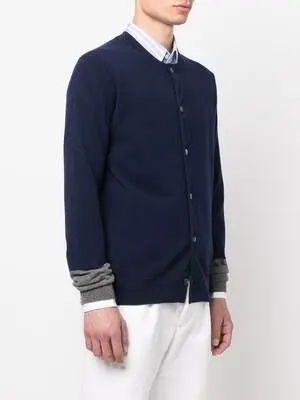 Comme Des Garçons Color-blocked Wool Cardigan