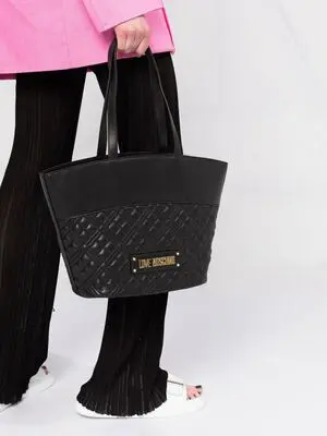 Moschino Quilted Embossed-logo Tote Bag