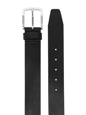BOSS Italian Leather Belt With Logo-engraved Buckle - Black