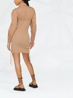 ANDREĀDAMO Ribbed Mini Shirt Dress - Neutrals