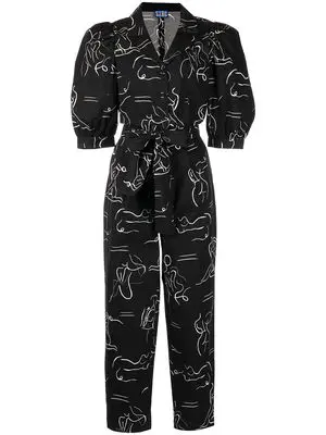 Lhd Casitas Abstract-print Jumpsuit - Black