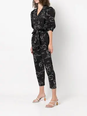 Lhd Casitas Abstract-print Jumpsuit - Black
