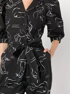 Lhd Casitas Abstract-print Jumpsuit - Black