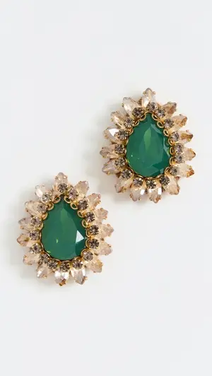 Deepa Gurnani Leesha Crystal Earrings - Emerald