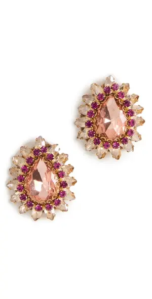 Deepa Gurnani Deepa Gurnani Leesha Crystal Earrings Peach