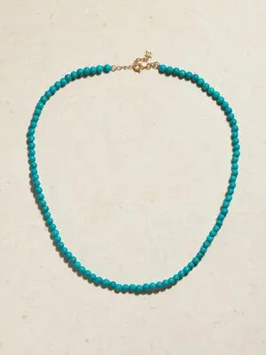 Mateo 14-karat Turquoise Beaded Necklace - Gold