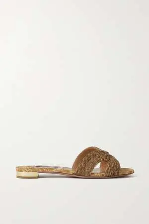 AQUAZZURA Rope Raffia Slides