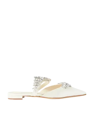 Manolo Blahnik Lurum 45 Crystal-embellished Satin Mules - Neutrals