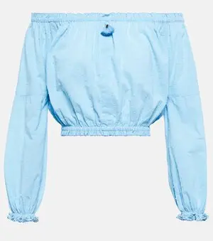 Blue Off Shoulder Tops