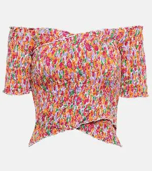 POUPETTE ST BARTH Floral Off-Shoulder Crop Top