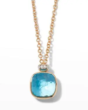 Pomellato Nudo Classic Rose Gold Sky Blue Topaz Necklace With Diamonds One-color