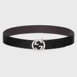 Gucci Reversible Belt With Interlocking G Buckle - Brown