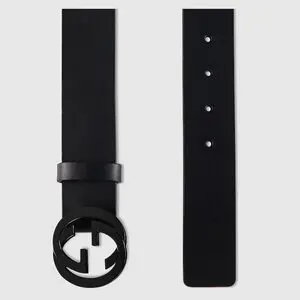 Gucci Leather Belt With Interlocking G Leather