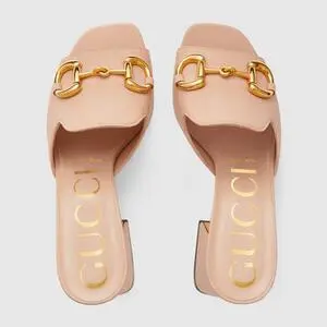 Gucci Slide Sandal With Horsebit Leather - Neutral