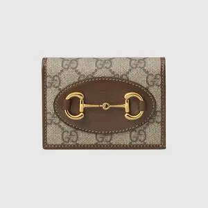 Gucci Horsebit 1955 Card Case Wallet - Beige