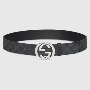 Gucci Belt With Interlocking G Buckle - Black