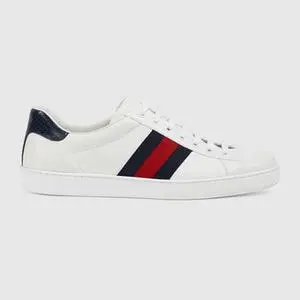 Gucci Ace Leather Sneaker, White, Leather White-47